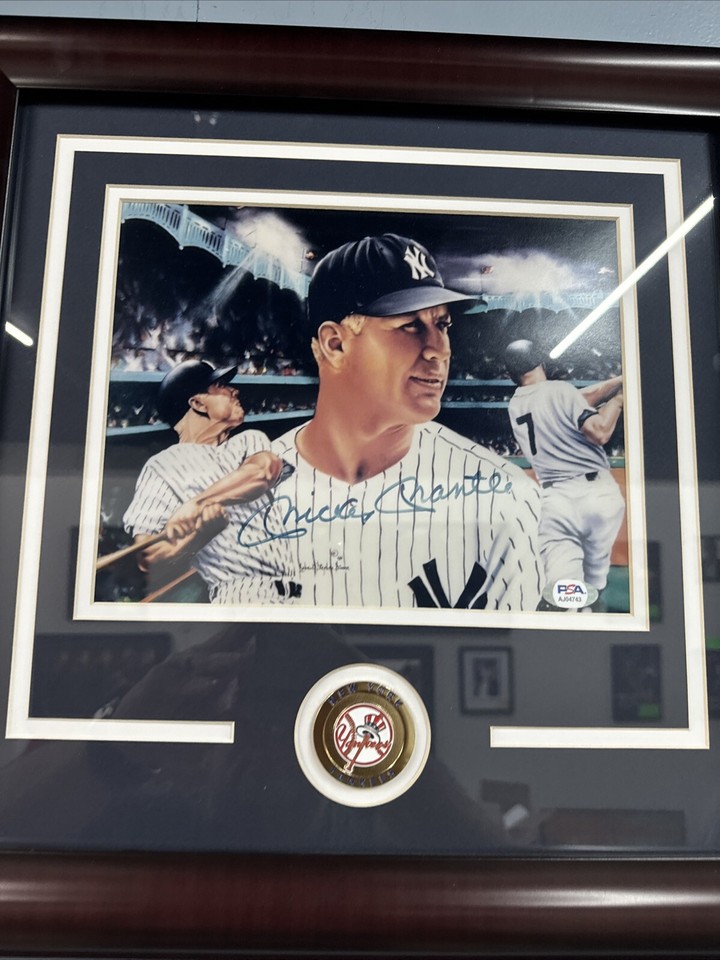 Mickey Mantle Framed Autograph Lithograph PSA Certified Yankees ...