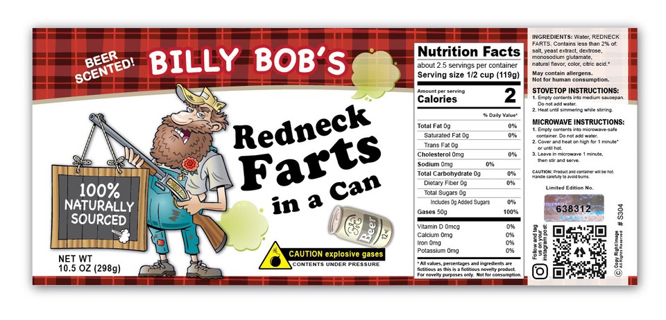 REDNECK FUNNY Soup Can Labels Joke Gag Gift Chili Fart Hillbilly ...