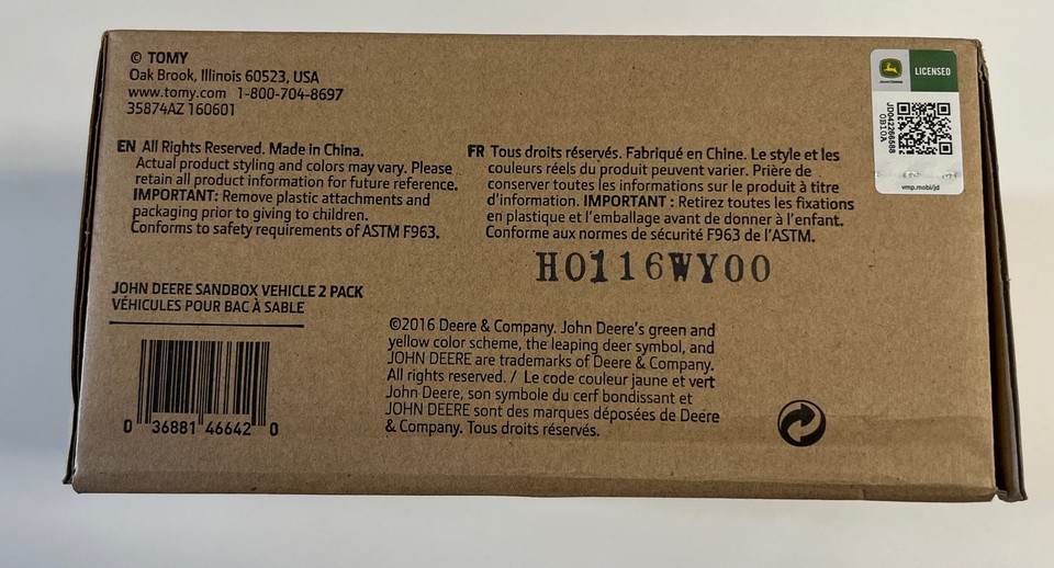 TOMY 35874AZ John Deere Sandbox Vehicle (2 Pack) 36881466420 | eBay