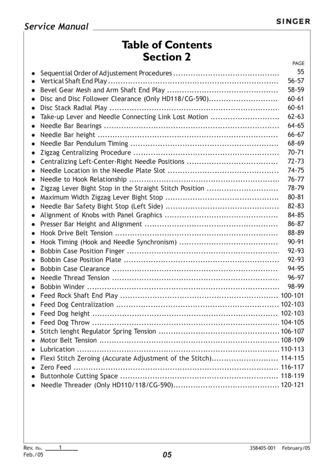 121-Page Singer Service Manual, on CD, for Sewing Machines CG-500 CG ...