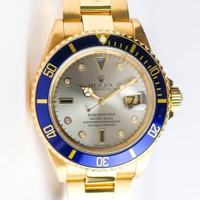 Rolex Submariner Date Sultan Serti Dial Yellow Gold RARE 16618 | eBay