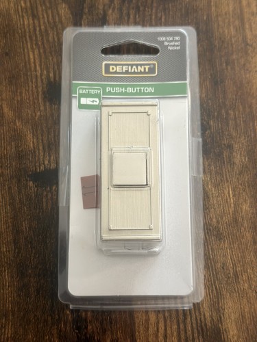 Defiant Wireless Battery Operated Doorbell Push Button Brushed Nickel ...