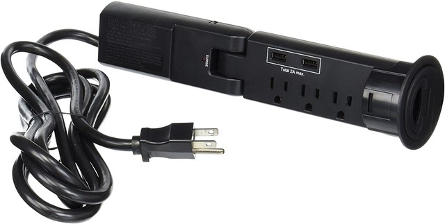 NATIONAL LIGHTING TV2802-PU-2.1A POP-UP FURNITURE POWER OUTLET w/USB ...