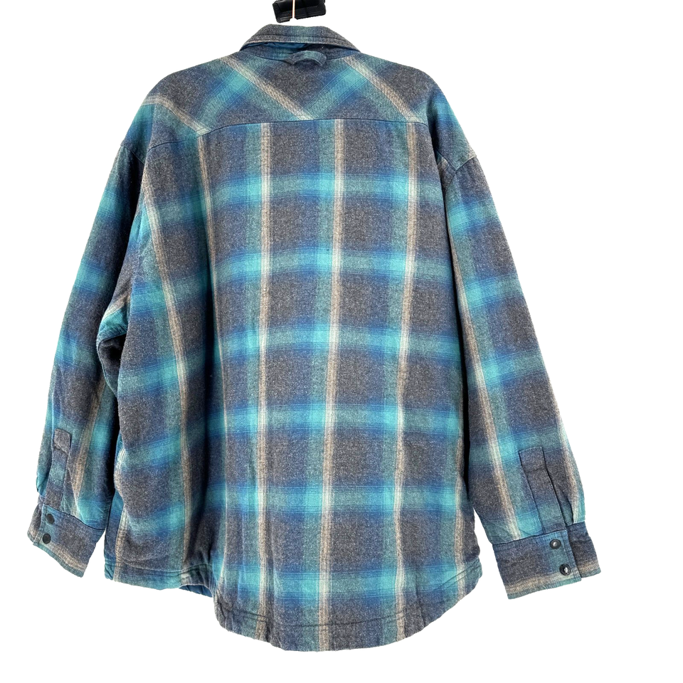 Outdoor Life Heavy Flannel Quilted Shacket Men's XXL Blue Plaid Pockets ...