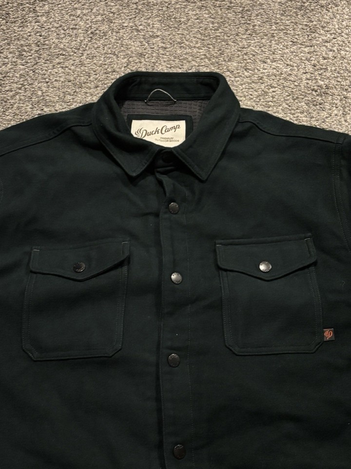 Duck Camp Men’s XL Campfire Shacket Green Silent Snap Button | eBay