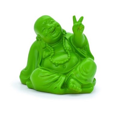 Peace Sign 41508 Happy Hotai Sitting Buddha Mini Figurine 3.3" H Green ...