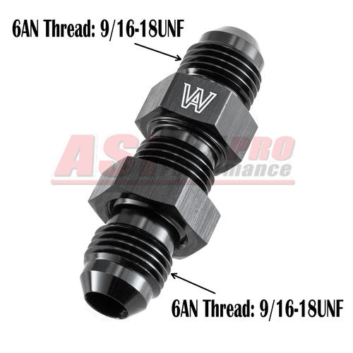 BLACK Aluminum 6AN Straight Bulk Head Fitting With Nut for fuel /oil ...