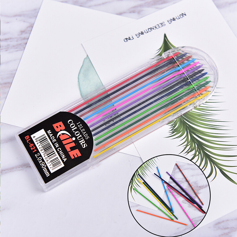 2.0mm 2B Colored Pencil Lead 2mm Mechanical Clutch Refill Holder 12 ...