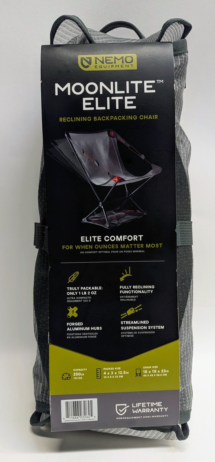 Nemo Moonlite Elite Reclining Backpacking Camp Chair - Goodnight Grey ...
