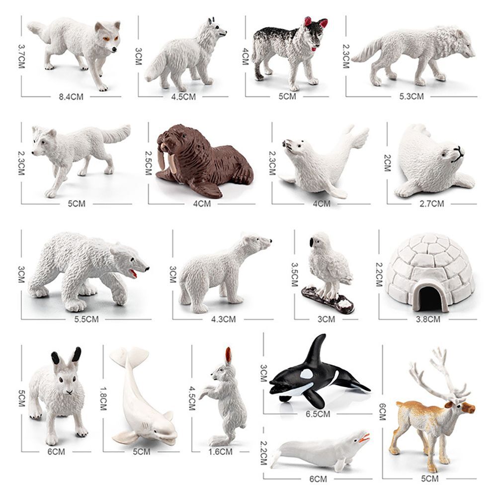 Animal Model Miniature Penguin Figurines Reindeer Wolf Polar Bear Fox ...