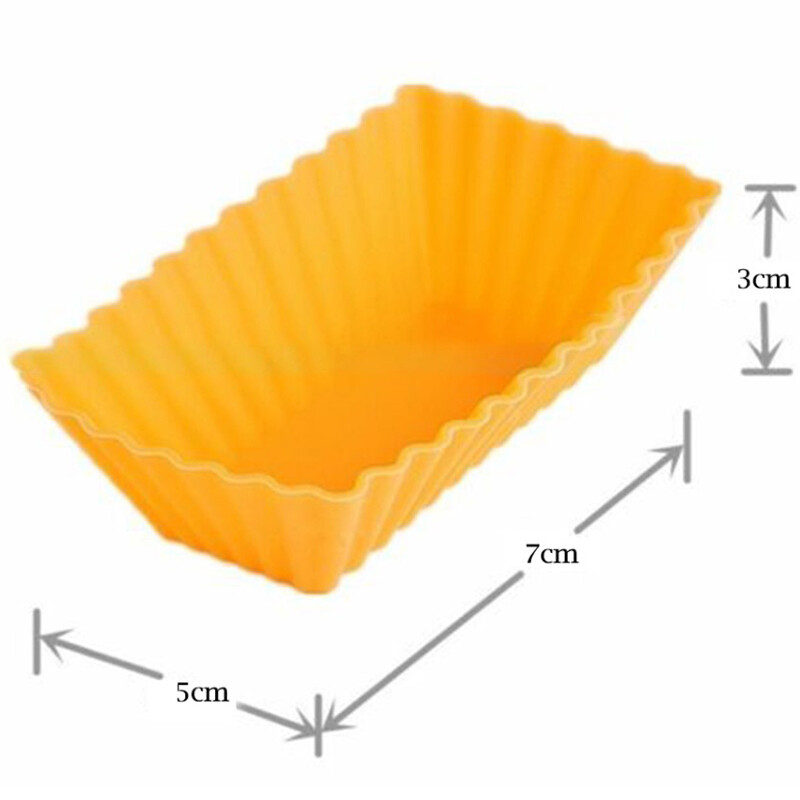 6PCS Cake Mold Silicone Rectangle Cake Mould Soft Muffin Cupcake Liner ...