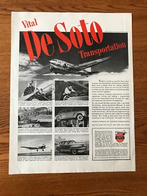 De Soto Motor Co. War and Civilian Transportation WWII Ad | eBay