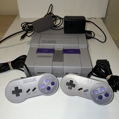 Super Nintendo SNES System Console, Cables 2 Controllers Tested Working ...