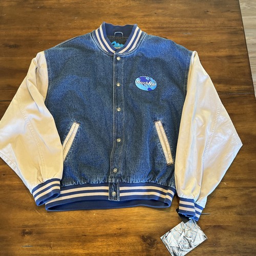 Tri-Mountain Mens Vintage Denim Bomber Jacket XXL TouchNET Very Unique ...