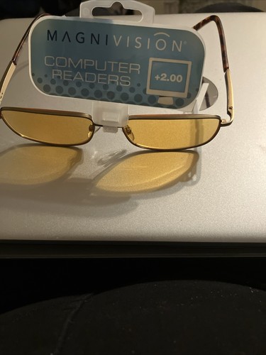 computer glasses By Magnivision 2.00 readers metal rims tortise shell ...