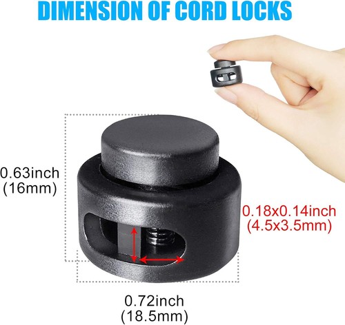 AQRINGO Plastic Cord Locks Double Hole Spring Toggle Stopper Stops ...