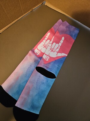 WOMENS KNEE HIGH "LOVE YOU" Sign Language Socks, Nwt | eBay