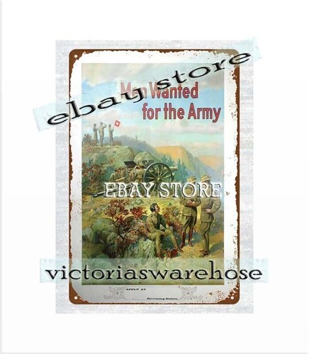 1914 MEN WANTED FOR ARMY WW1 military Recruitment metal tin sign ...