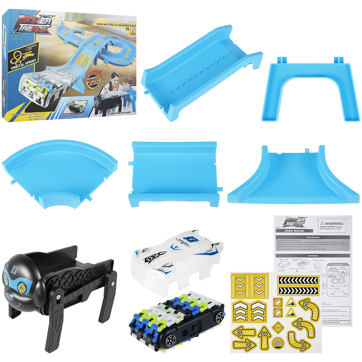 Stunt Track Pack for Kids All-Surface Vehicles 12 Pieces Modular Track ...