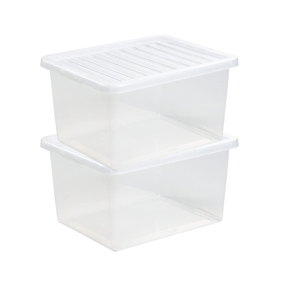 Wham Crystal Clear Plastic Storage Box Lid 31L|32L|37L|42L|45L Capacity ...