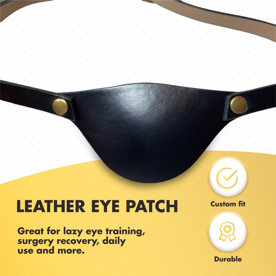 Black Leather Eye Patch for Adults - Adjustable Medical Eye Patches for ...