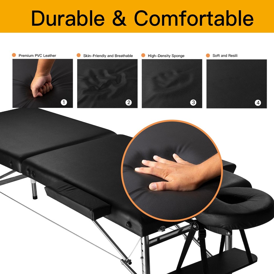 84" Professional Metal Massage Table Adjustable Height, Portable With ...