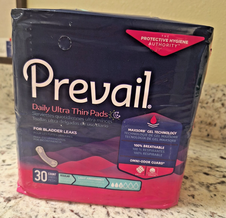 Prevail Daily Ultra-Thin Pads Regular Length Light Absorbency 30 Ct 4 ...