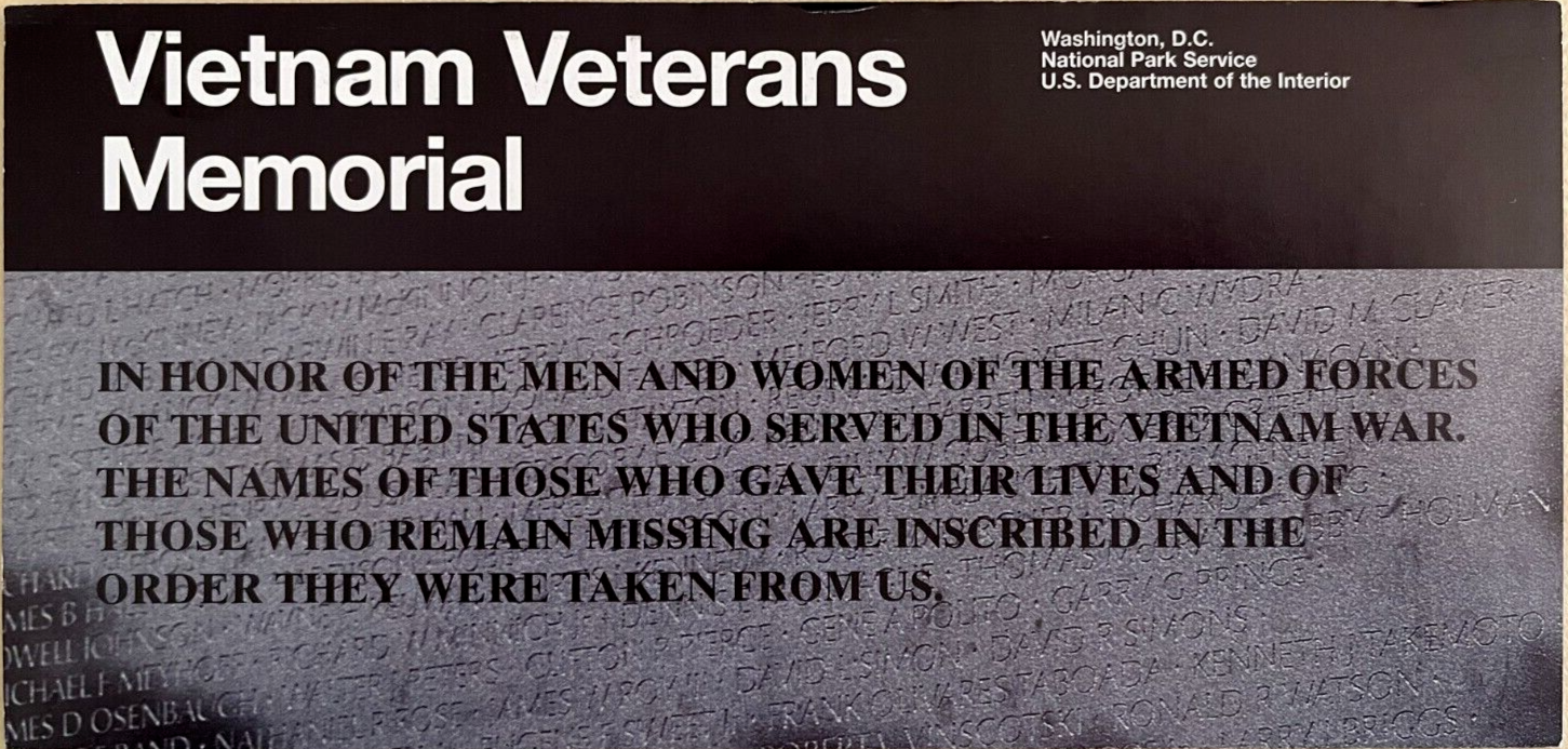 1996 VIETNAM VETERANS MEMORIAL NATIONAL PARK SERVICE UNIGRID BROCHURE ...