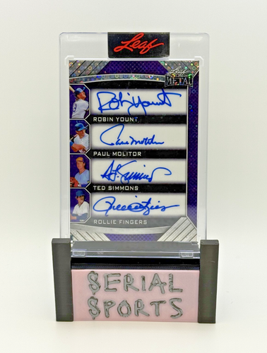 2025 Leaf Authentics YOUNT MOLITOR SIMMONS FINGERS Brewers Quad Auto ...