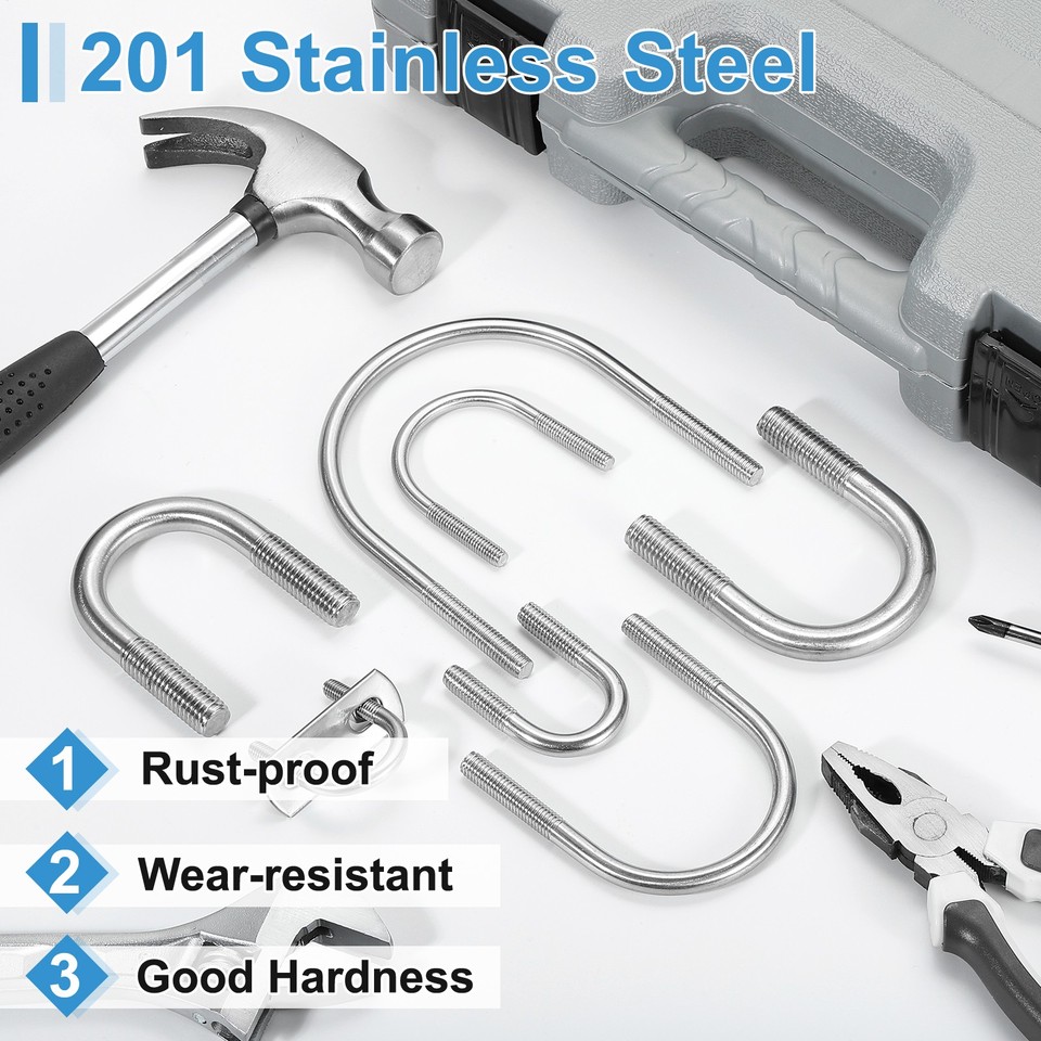 2 Sets M12 Round U-Bolts 89mm Inner Width 135mm Length U-Clamp Bolt ...