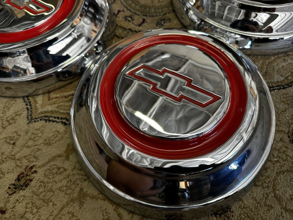 4-VINTAGE 1967-68 CHEVY TRUCK C10 CHROME DOG DISH POVERTY HUBCAPS ...