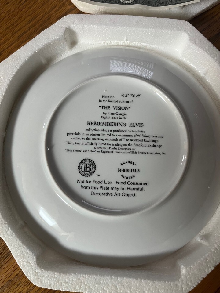 Remembering Elvis Presley Collector Plate The Vision 1995 Bradford ...