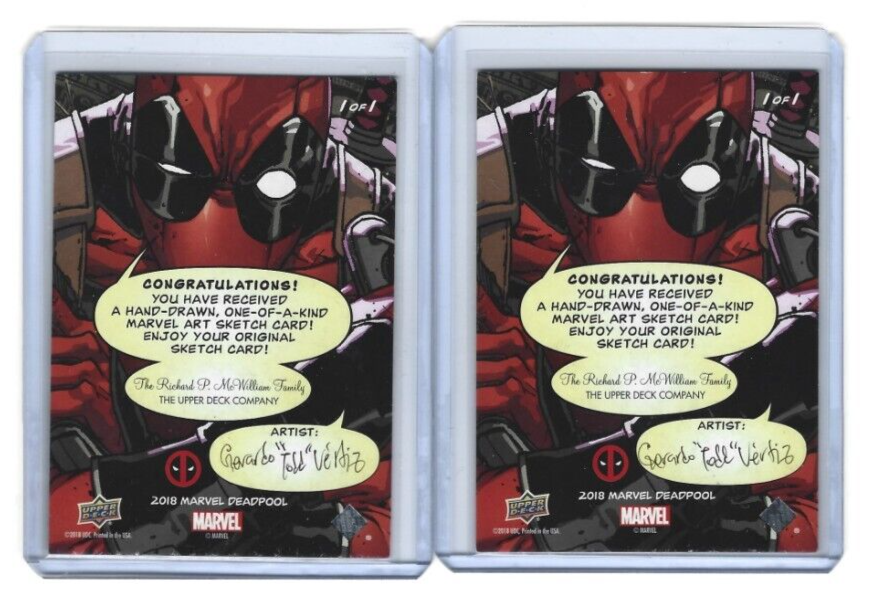 2018 UD Marvel Deadpool 2 PIECE PUZZLE SKETCH Gerardo Todd Vertiz 1/1 ...