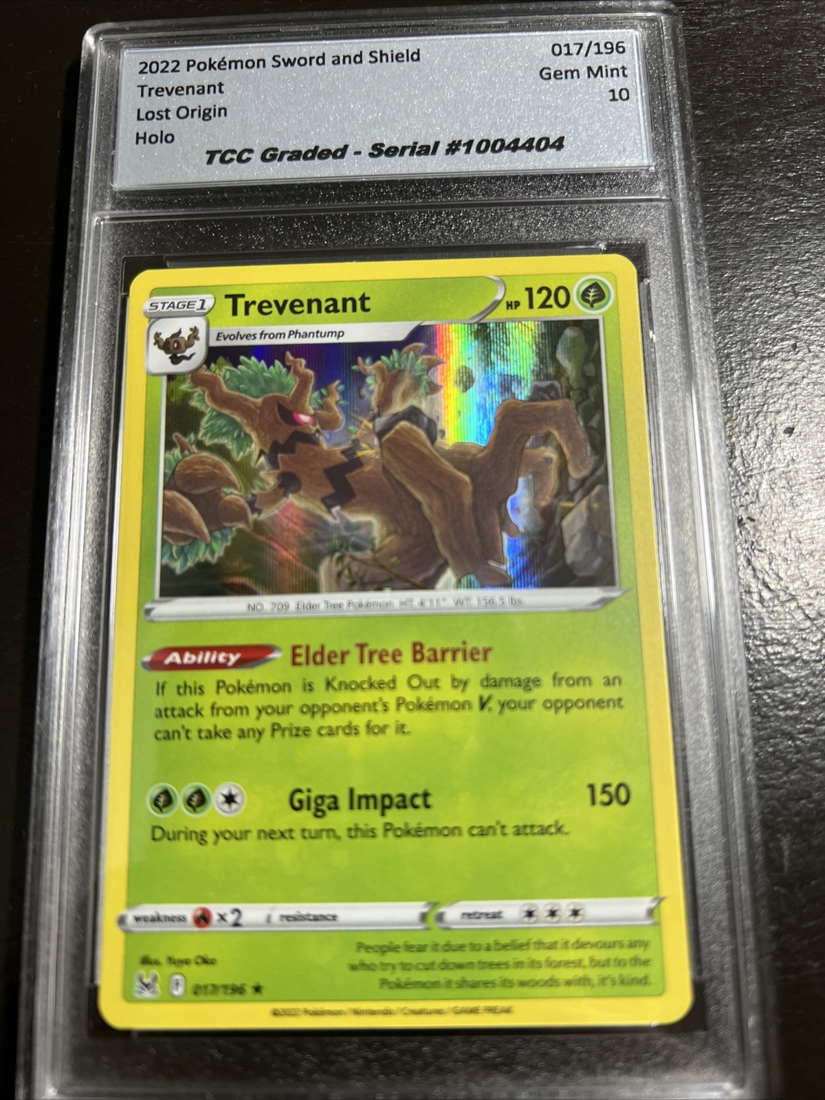 Pokemon Lost Origin Trevenant 017/196 Holo TCC Graded Gem Mint 10 | eBay
