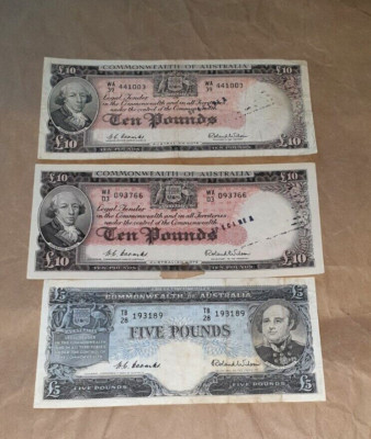 Australian 10 Pound Note 1954 Fine Condition Nice +1 of 1960 5 pound | eBay