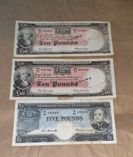 Australian 10 Pound Note 1954 Fine Condition Nice +1 of 1960 5 pound | eBay