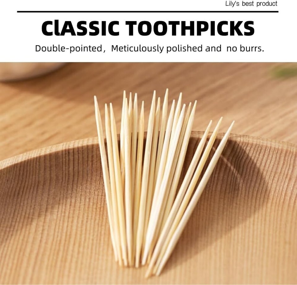 600 Bamboo Wooden Toothpicks Fruit Picks Natural Round Catering Party ...