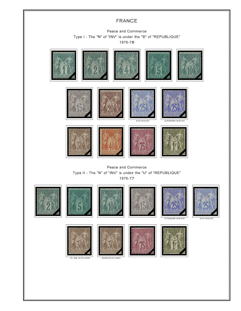 COLOR PRINTED FRANCE 1849-1939 STAMP ALBUM PAGES (29 illustrated pages ...