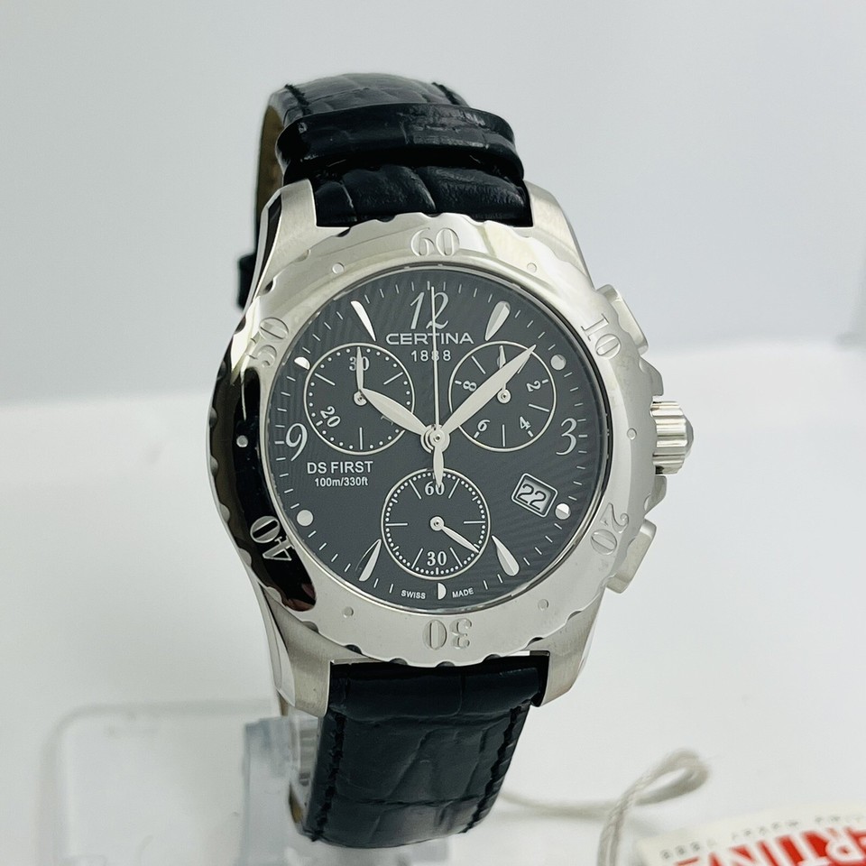 Certina DS First Women's Chronograph Steel Sapphire Crystal Black 35mm ...