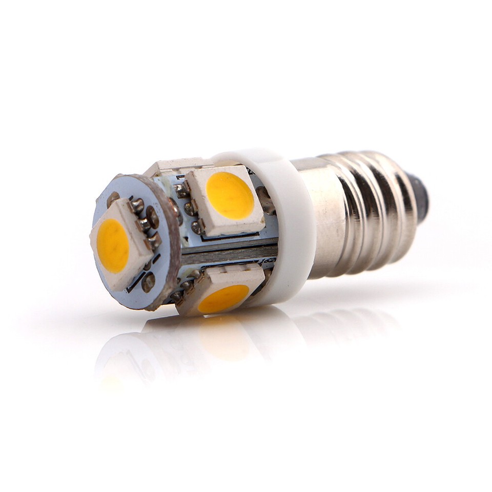 100Pcs 12V E10 LED 5050 5 SMD Screw Led Bulb Light Lamp Torch Bike ...