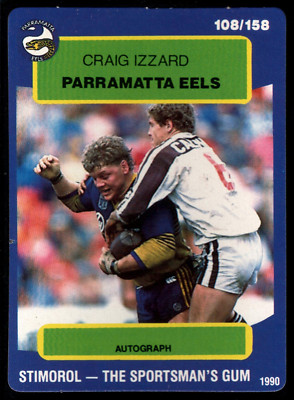 1990 #108 Craig Izzard Parramatta Eels Stimorol rugby league NRL card ...