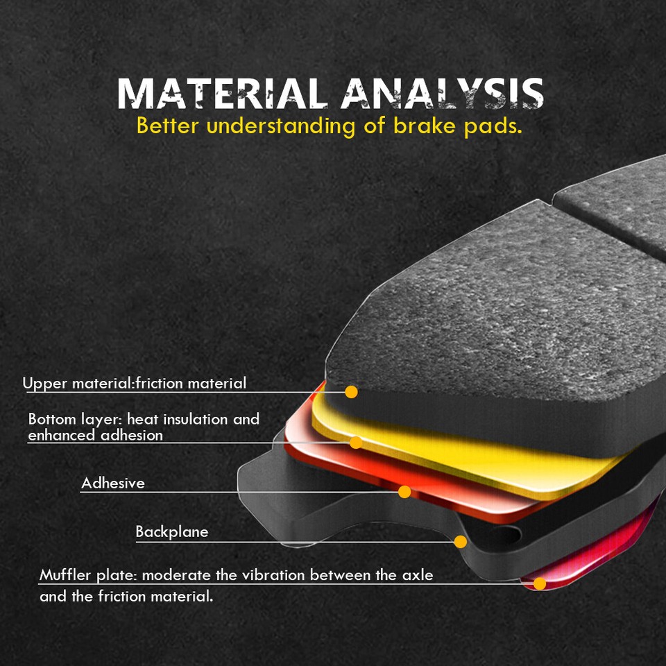 Front Rear Ceramic Brake Pads with Clips for 2011-2015 Hyundai Sonata ...