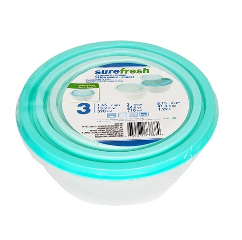 Lot of 3 Round Containers Food Storage Nesting Bowl with Lid BPA free ...