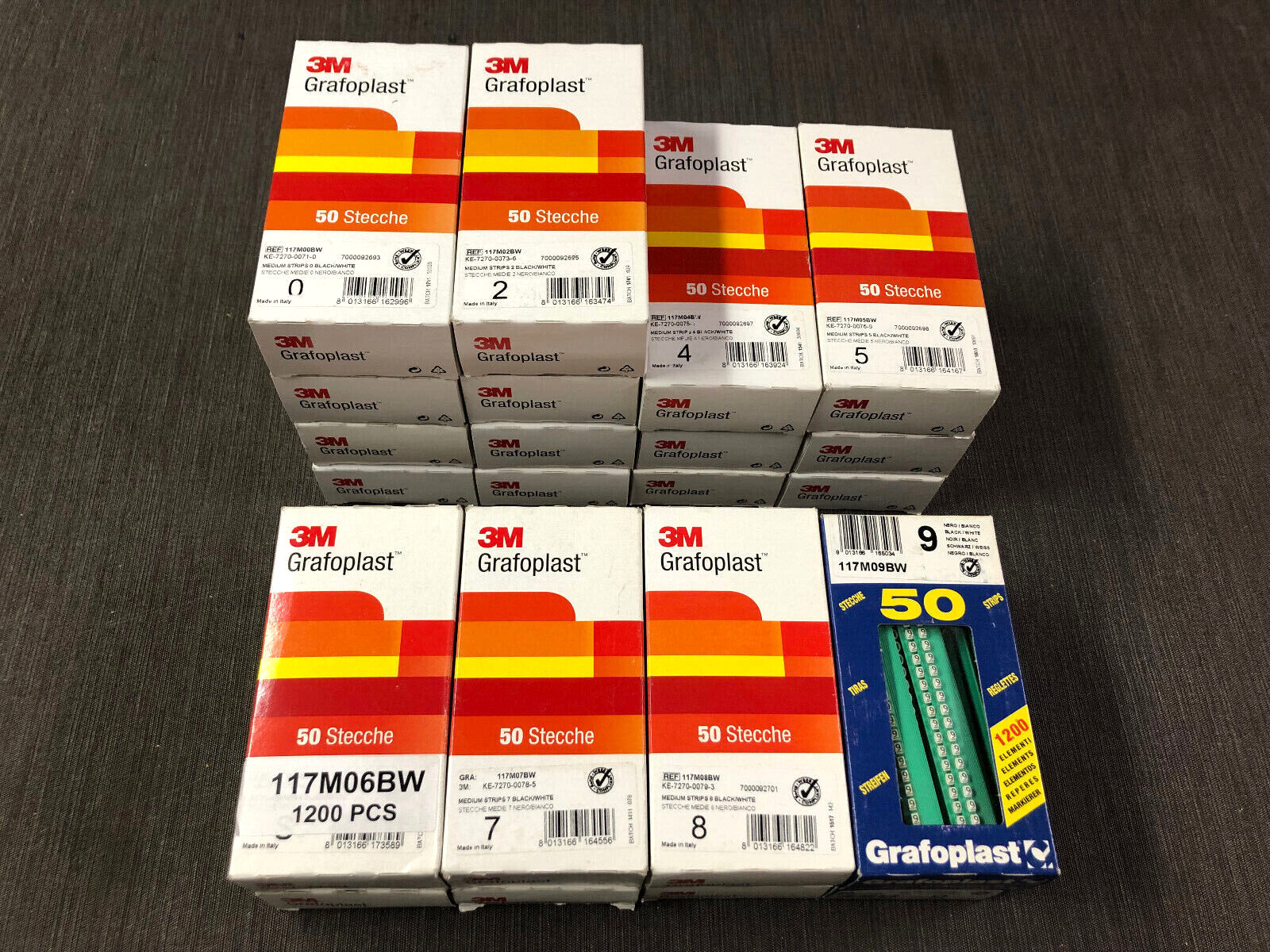 3M Grafoplast Wire Markers Medium Numerals 0 to 9 Black/White - Box of ...