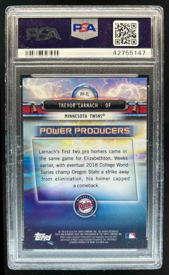 2018 Bowman's Best Trevor Larnach Power Producers Atomic #PP-TL Twins ...