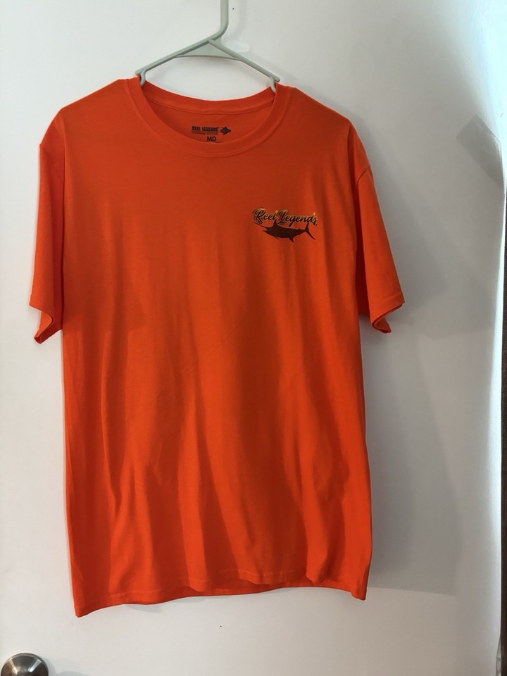 Reel Legends T-Shirt Medium Saltwater Fishing THIS IS LIVING Orange | eBay