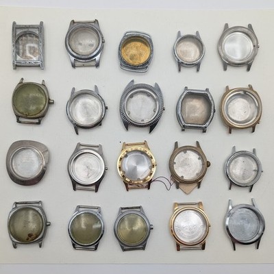 Vintage Lot of 20 Watch Cases Mixed Shapes Repair Parts Project Gold ...
