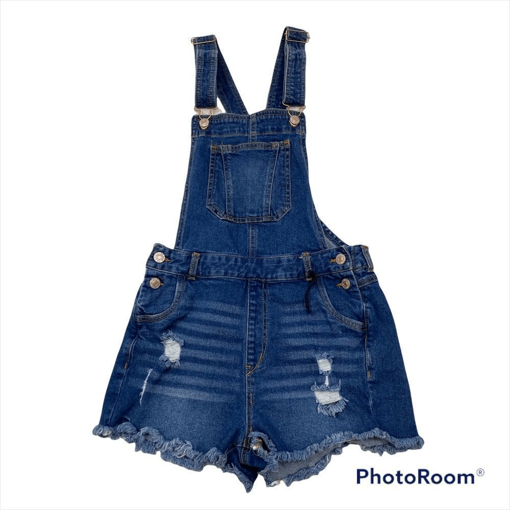 Love Tree Denim Distressed Denim Bib Shorts Size Small | eBay