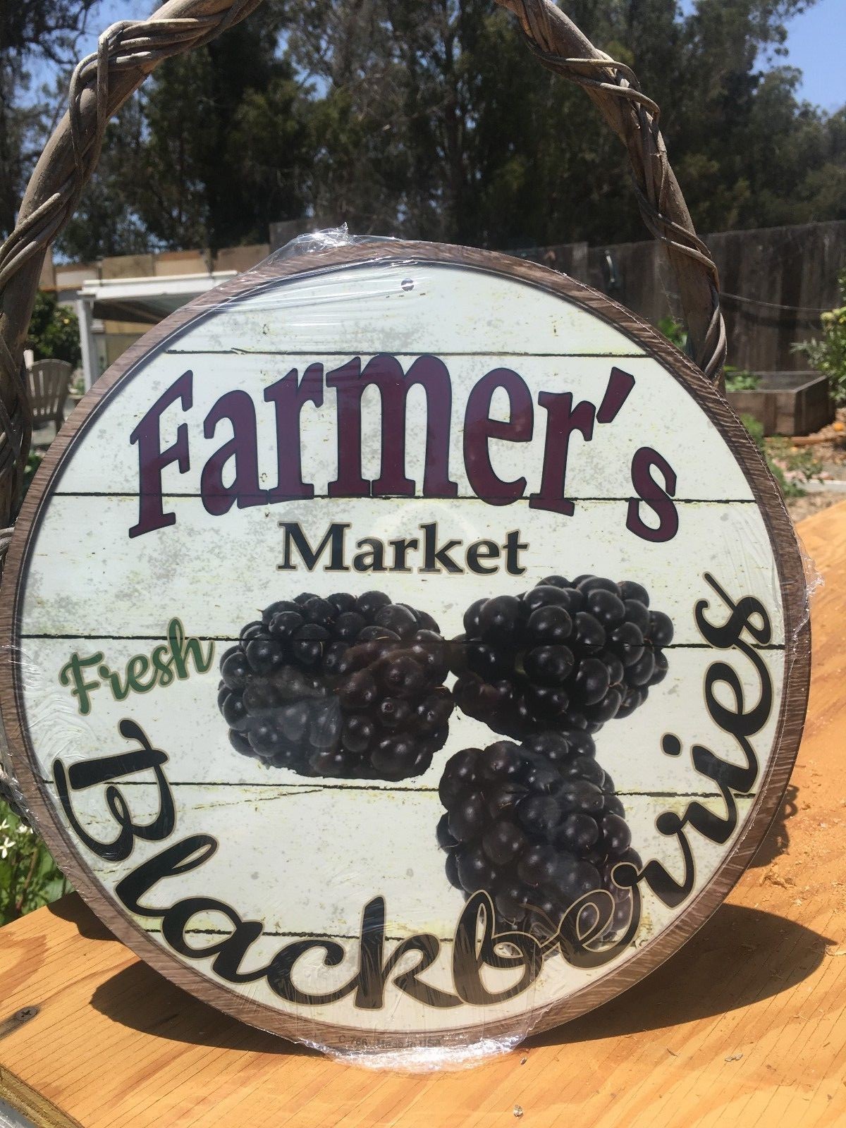Farmers Market Fresh Blackberries Round Sign Vintage Garage Bar Decor ...