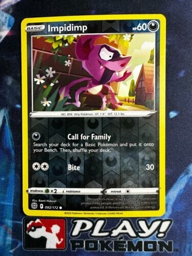 Impidimp 092/172 Reverse Holo Brilliant Stars Pokemon TCG Card NM ...